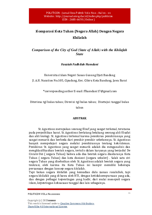 (PDF) Comparison ; of the City of God (State of Allah) with the ...