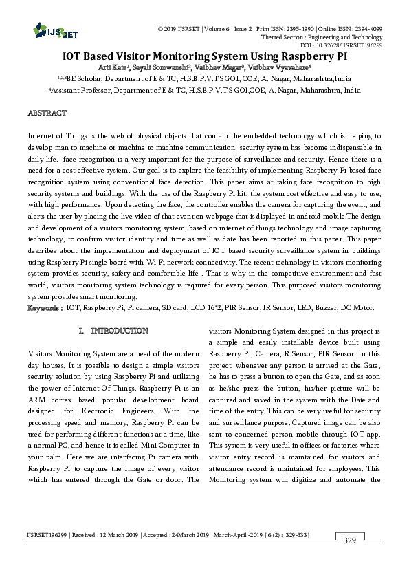 (PDF) IoT Visitor Monitoring with Raspberry Pi (PDF) IoT Visitor Monitoring with Raspberry Pi