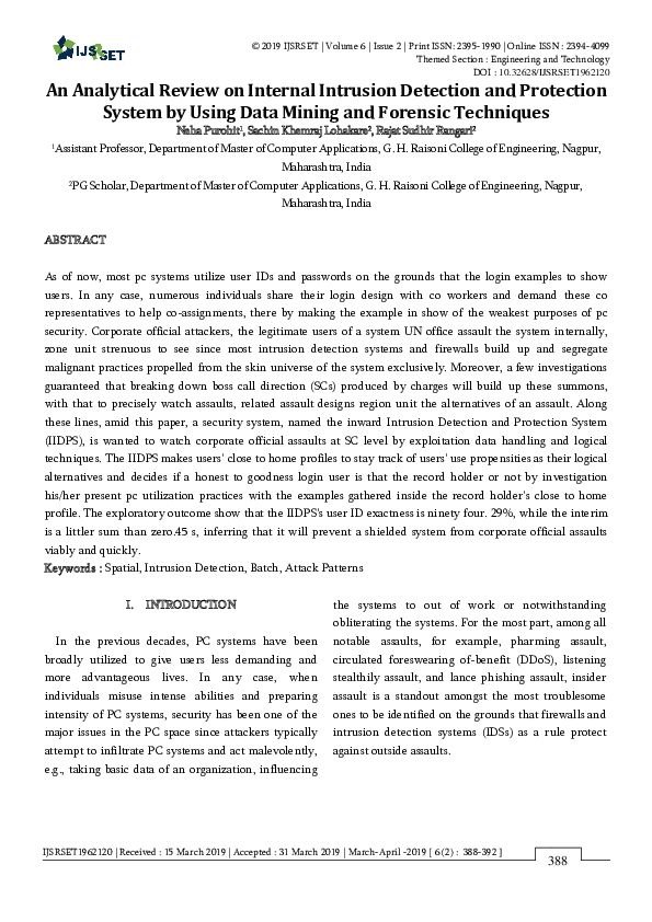 (PDF) An Analytical Review on Internal Intrusion Detection and Protection System by Using Data ...
