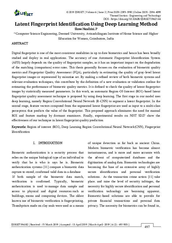 (PDF) Latent Fingerprint Identification Using Deep Learning Method