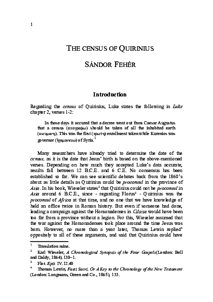 (PDF) THE CENSUS OF QUIRINIUS