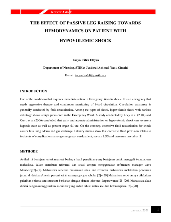 (PDF) THE EFFECT OF PASSIVE LEG RAISING TOWARDS HEMODYNAMICS ON PATIENT ...