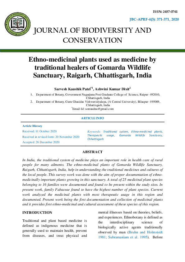 (PDF) Ethno-medicinal plants used as medicine by traditional healers of ...