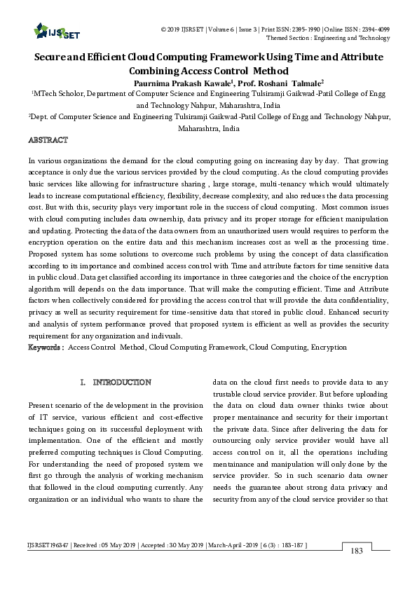 Pdf Access Control Method Cloud Computing Framework Cloud Computing