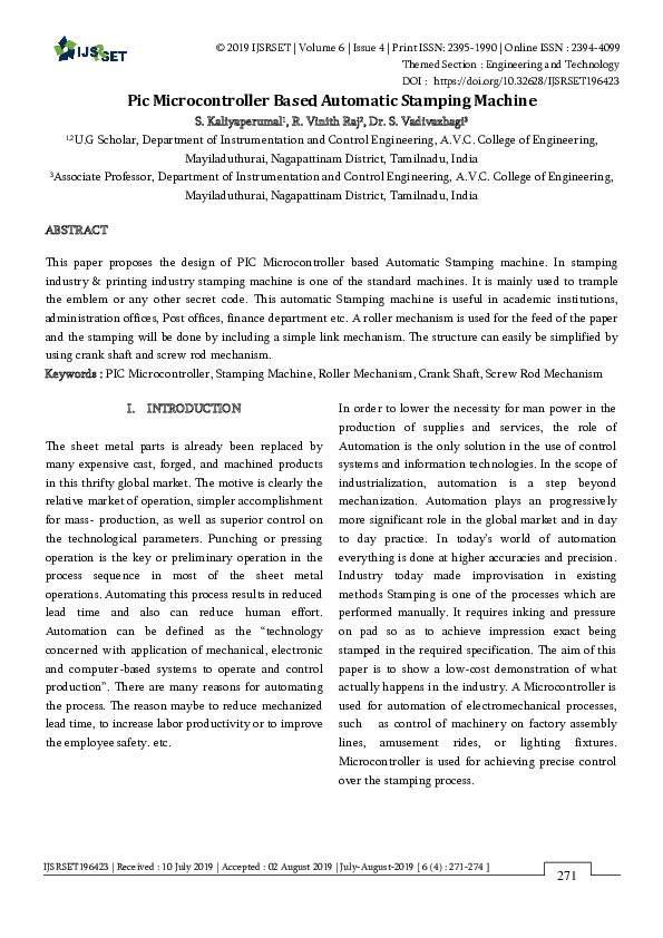 (PDF) Pic Microcontroller Based Automatic Stamping Machine