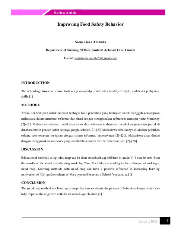 (PDF) Improving Food Safety Behavior