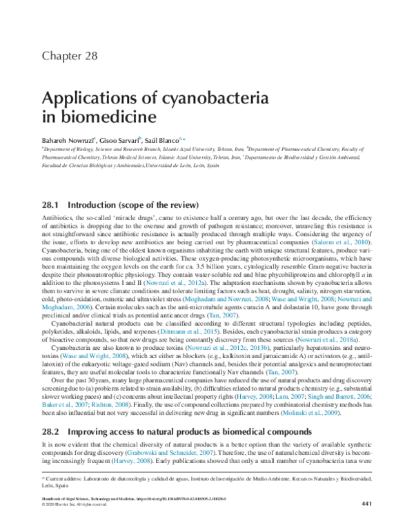 (PDF) Applications of cyanobacteria in biomedicine