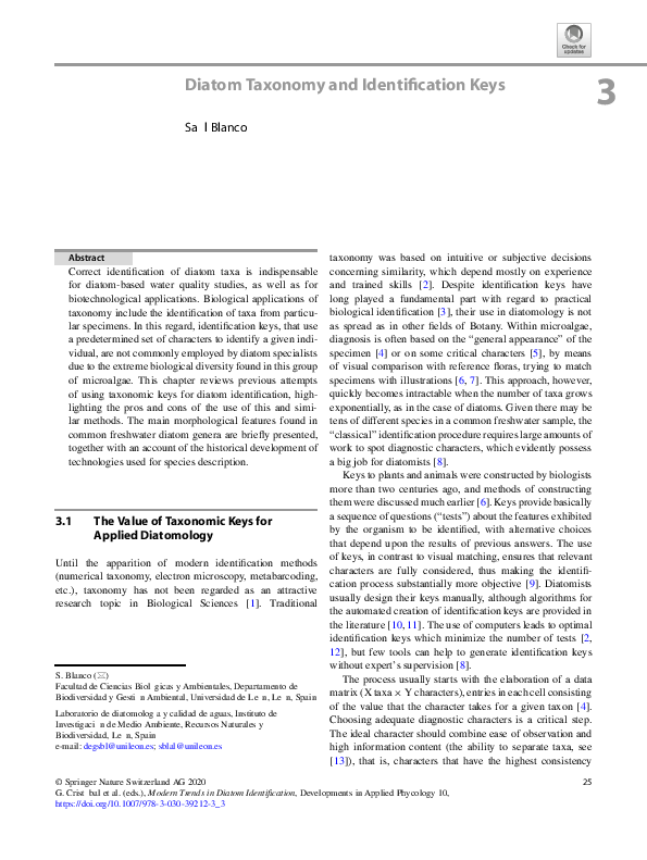 (PDF) Diatom Taxonomy and Identification Keys