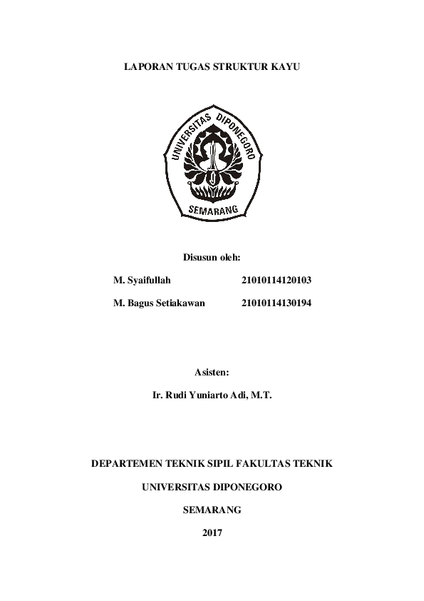 (PDF) Tugas Besar Struktur Kayu "Perencanaan Kuda-kuda Kayu" (Undip, 2017)