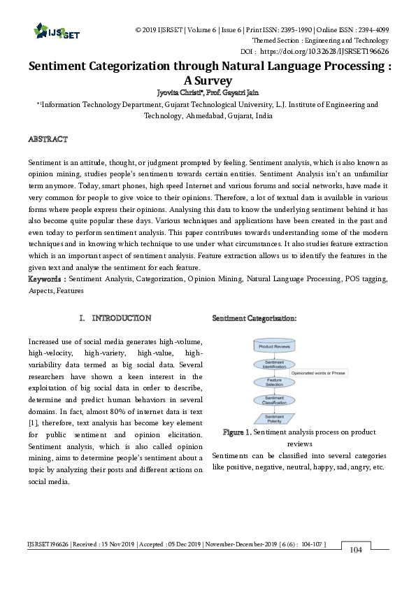 (PDF) Sentiment Categorization through Natural Language Processing : A ...