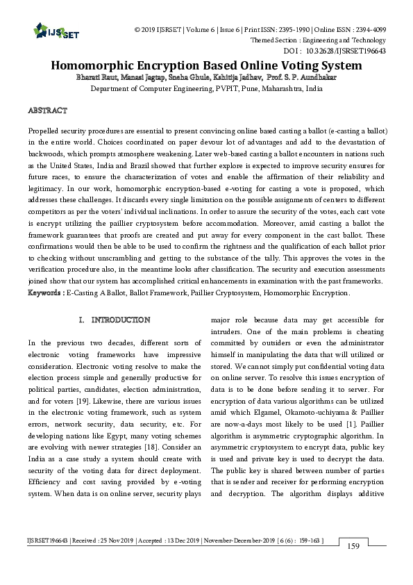 (PDF) Homomorphic Encryption Based Online Voting System