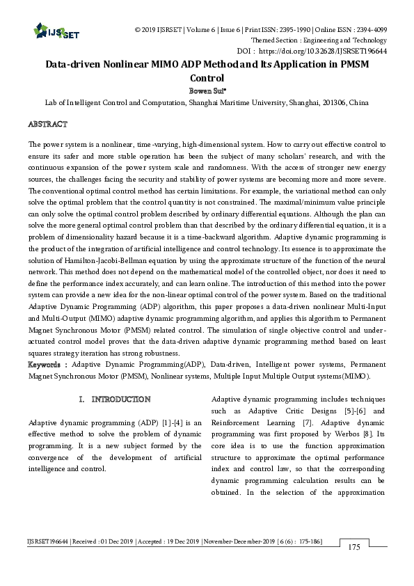 (PDF) Data-driven Nonlinear MIMO ADP Method and Its Application in PMSM Control