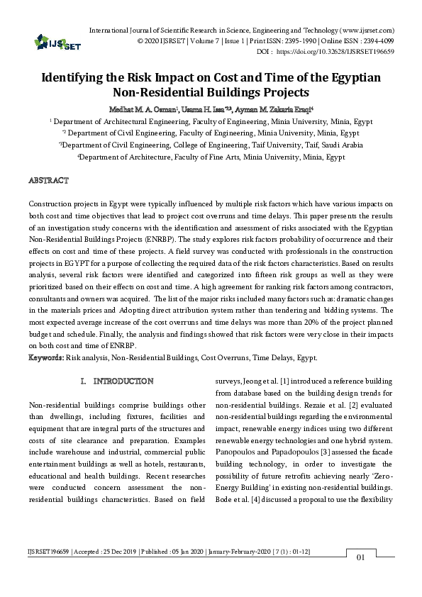(PDF) Identifying the Risk Impact on Cost and Time of the Egyptian Non ...