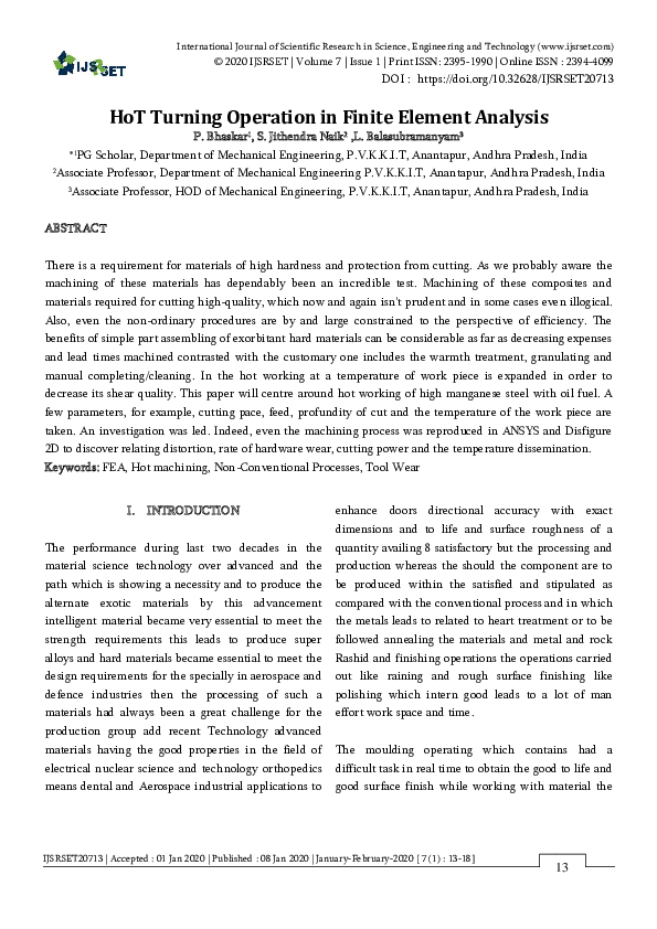 Pdf Hot Turning Operation In Finite Element Analysis