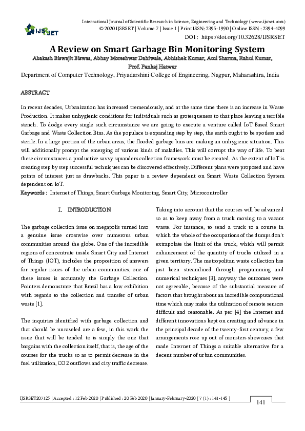 (PDF) A Review on Smart Garbage Bin Monitoring System (PDF) A Review on Smart Garbage Bin Monitoring System