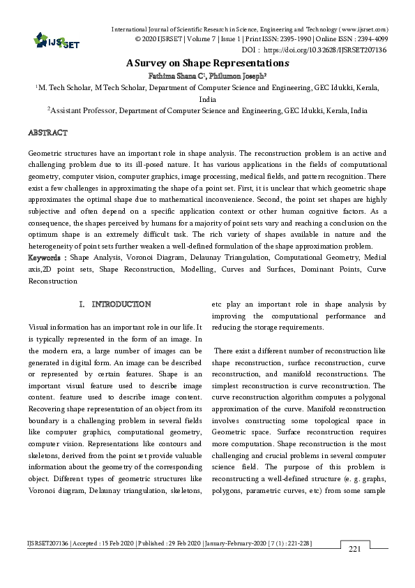 (PDF) A Survey on Shape Representations | International Journal of ...