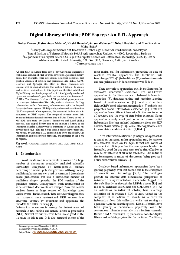 (PDF) Digital Library of Online PDF Sources: An ETL Approach