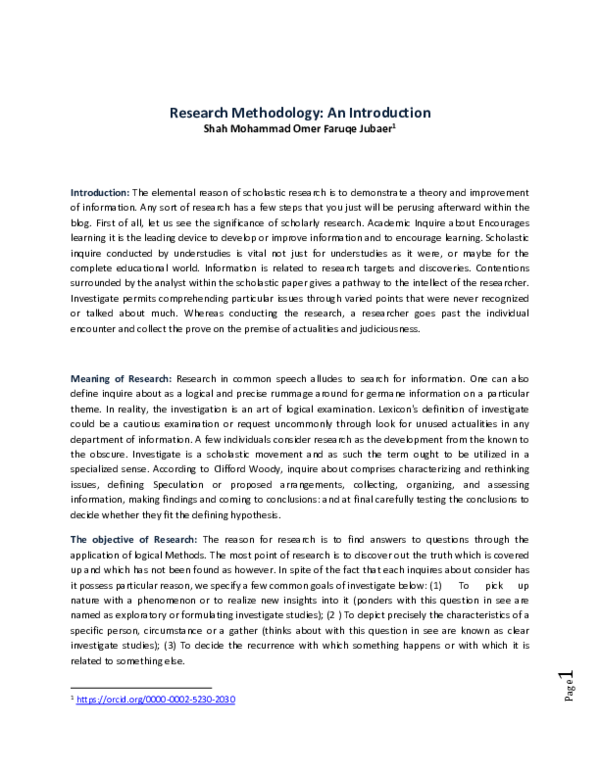 (PDF) Research Methodology: An Introduction