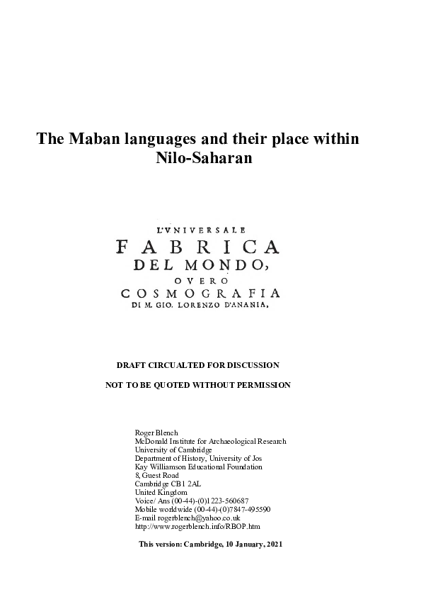 (PDF) The Maban languages and their place within Nilo-Saharan
