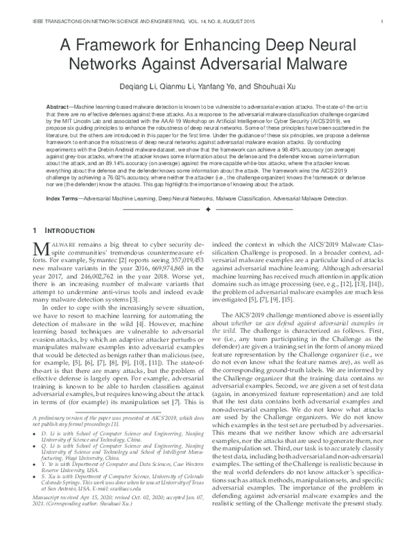 Pdf A Framework For Enhancing Deep Neural Networks Against
