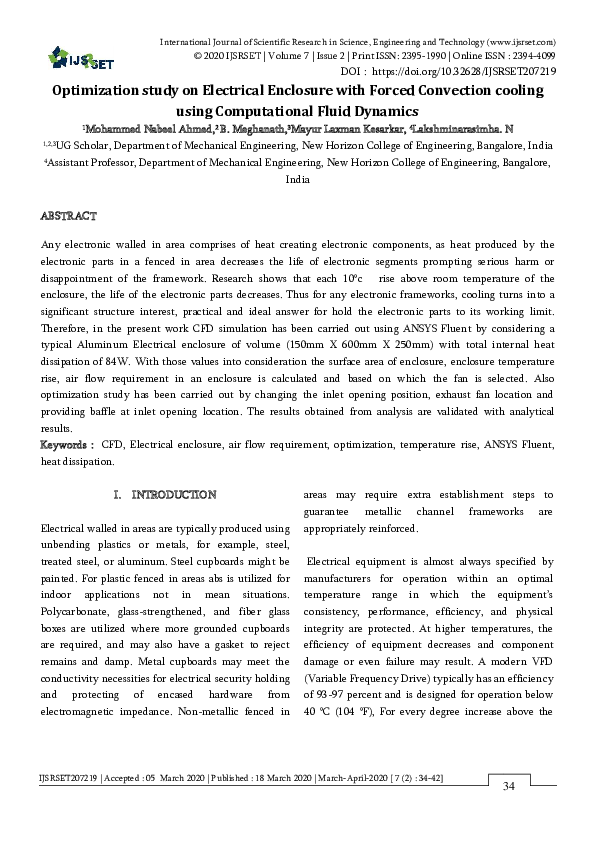 (PDF) Optimization study on Electrical Enclosure with Forced Convection cooling using ...
