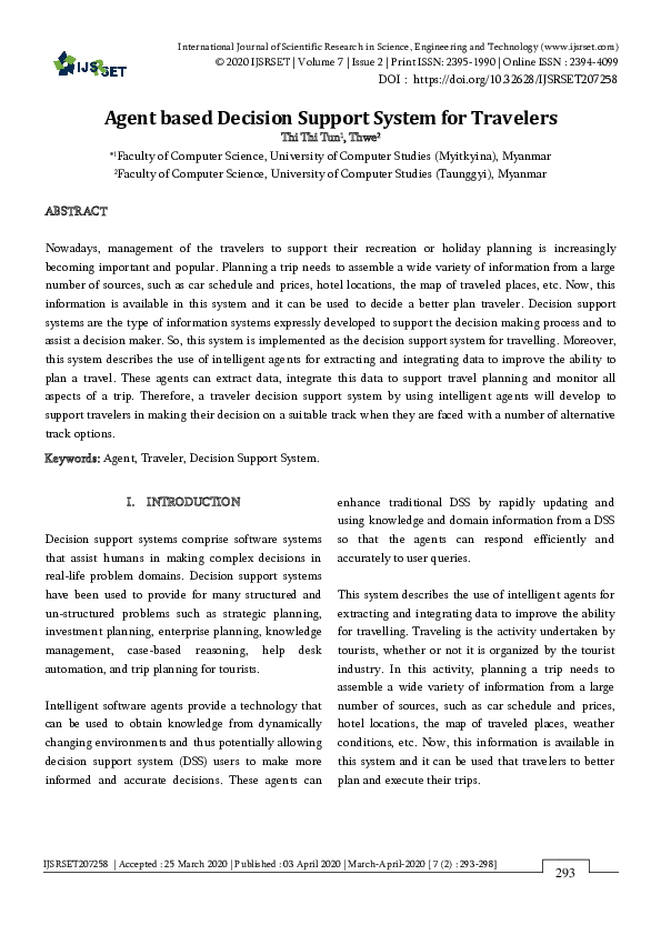 (PDF) Agent based Decision Support System for Travelers