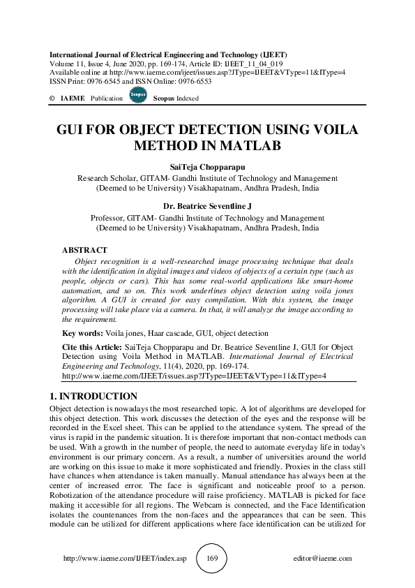 (PDF) GUI for Object Detection using Voila Method in MATLAB