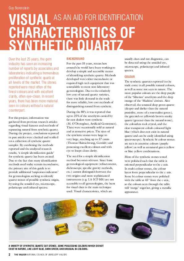 (PDF) Visual Characteristics Of Synthetic Quartz As An Aid For ...