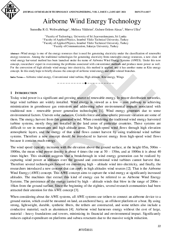 (PDF) Airborne Wind Energy Technology