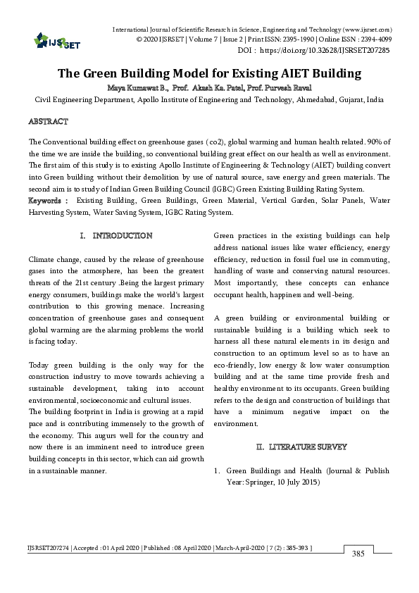 (PDF) The Green Building Model for Existing AIET Building