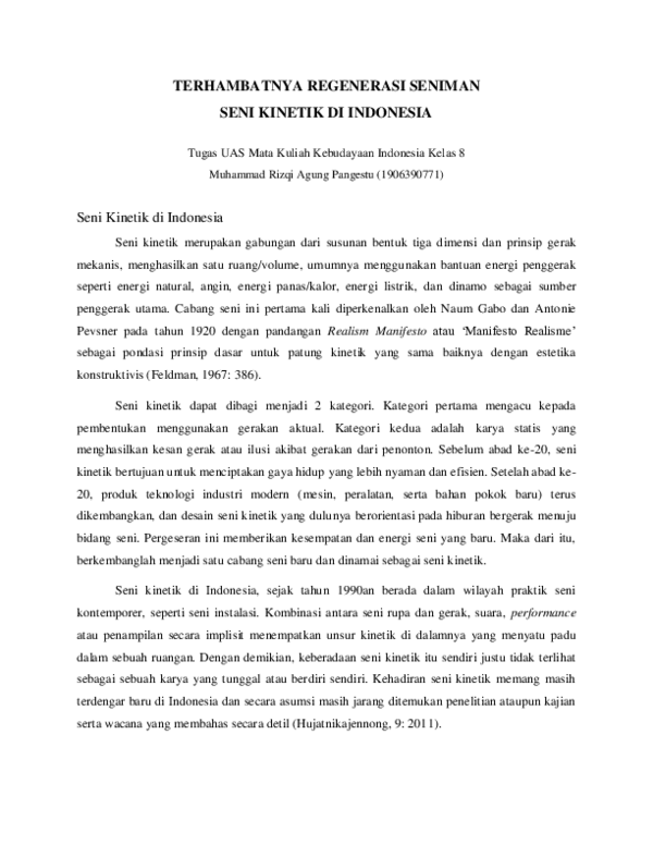 (PDF) TERHAMBATNYA REGENERASI SENIMAN SENI KINETIK DI INDONESIA