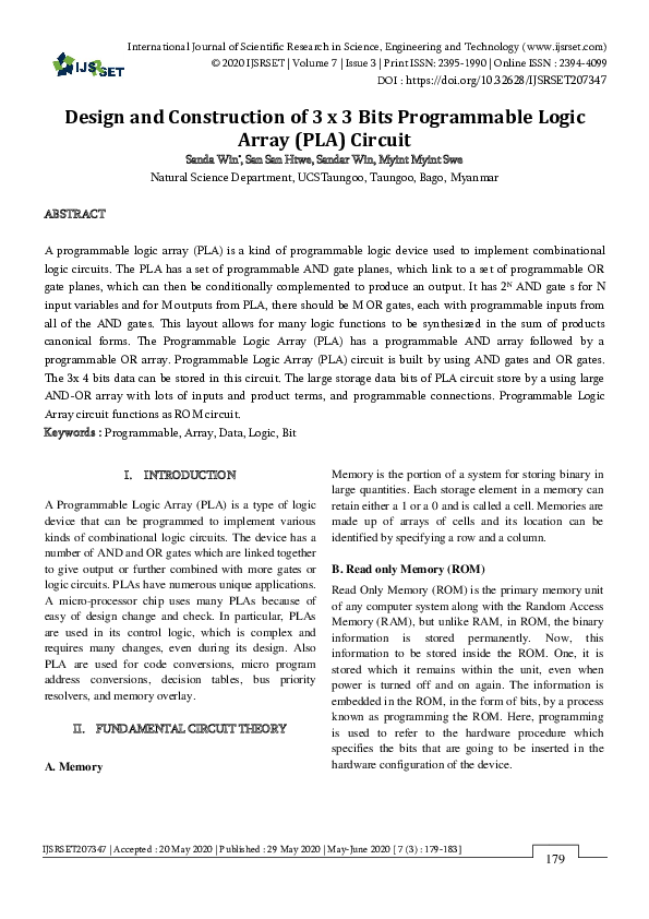 (PDF) Design and Construction of 3 x 3 Bits Programmable Logic Array ...