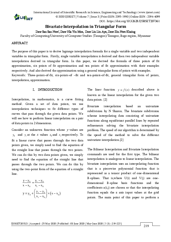 (PDF) Bivariate Interpolation in Triangular Form