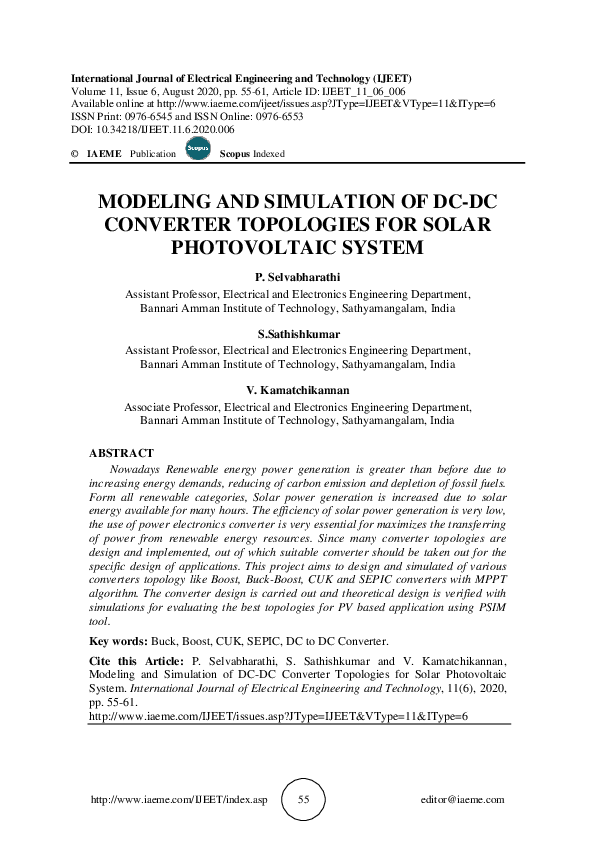 (PDF) Modeling and Simulation of DC-DC Converter Topologies for Solar ...
