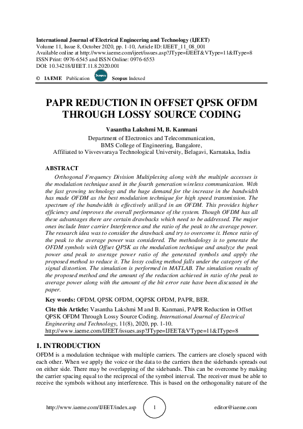 (PDF) PAPR Reduction in Offset QPSK OFDM Through Lossy Source Coding