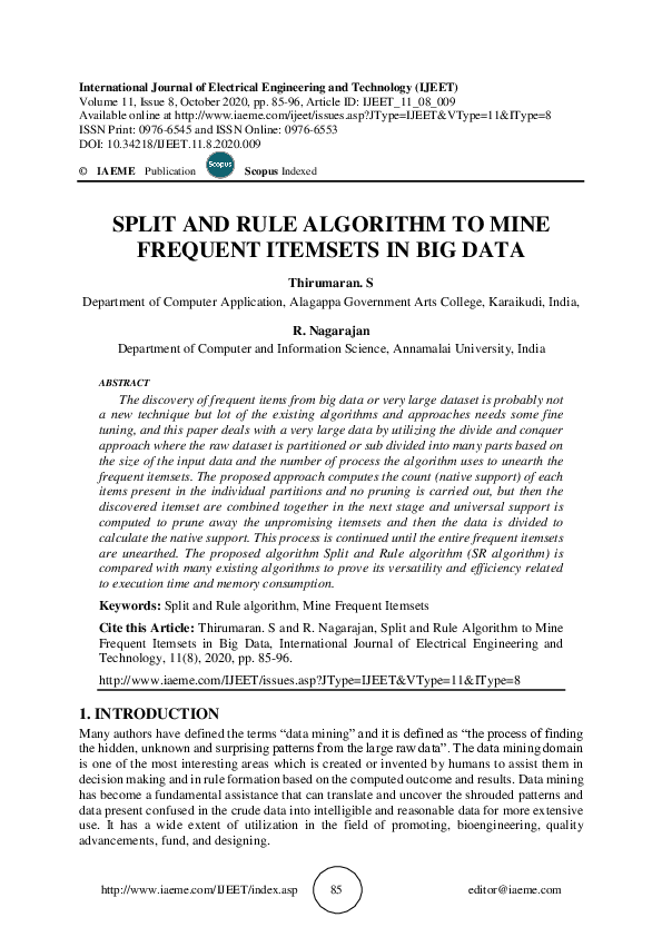 (PDF) Article ID: IJEET_11_08_009 Frequent Itemsets in Big Data