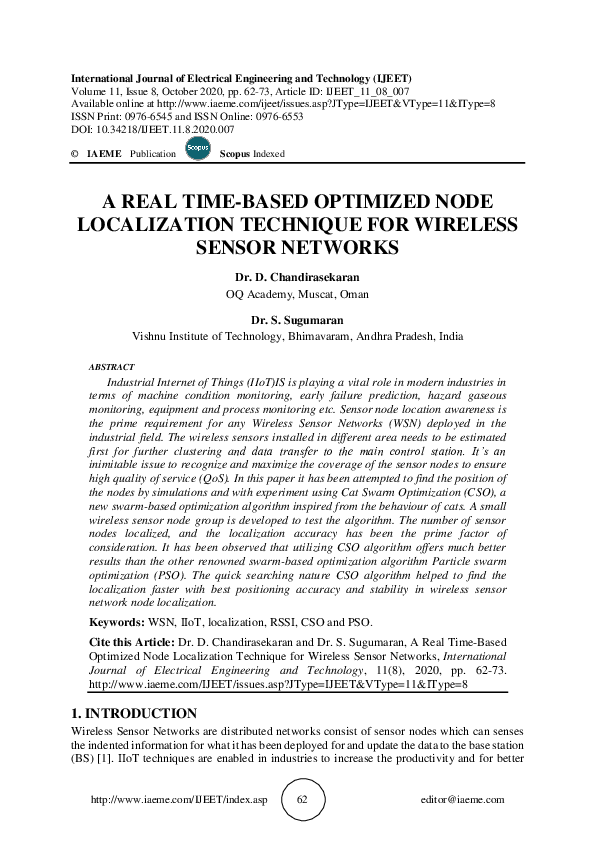 Pdf A Real Time Based Optimized Node Localization Technique For