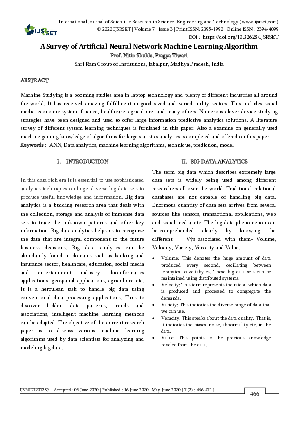 Pdf A Survey Of Artificial Neural Network Machine Learning Algorithm