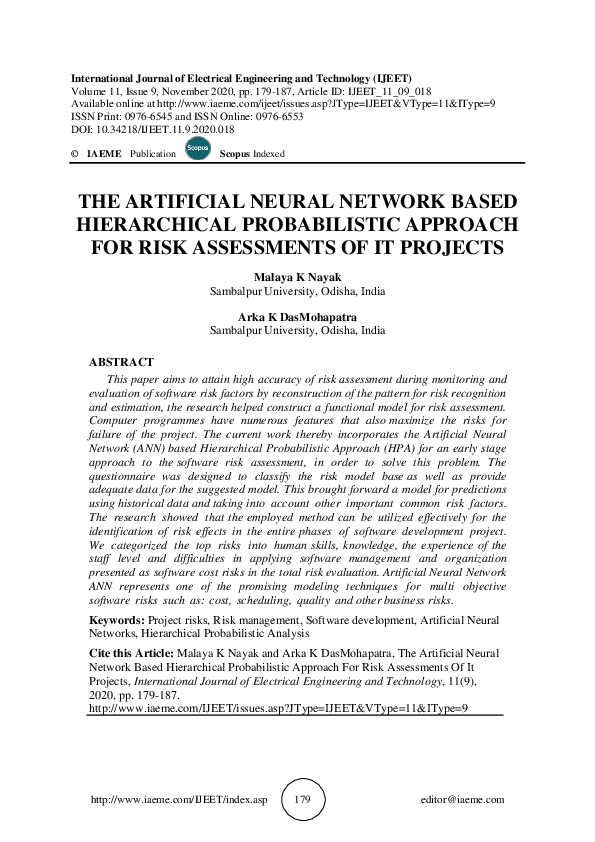 (PDF) The Artificial Neural Network Based Hierarchical Probabilistic Approach For Risk ...