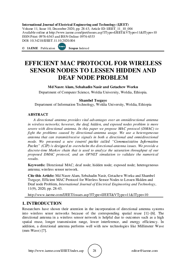 (PDF) Efficient MAC Protocol for Wireless Sensor Nodes to Lessen Hidden and Deaf node Problem