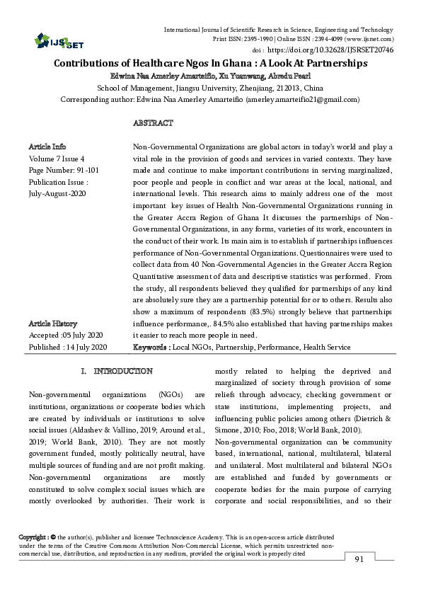 (PDF) Contributions of Healthcare Ngos In Ghana : A Look At Partnerships