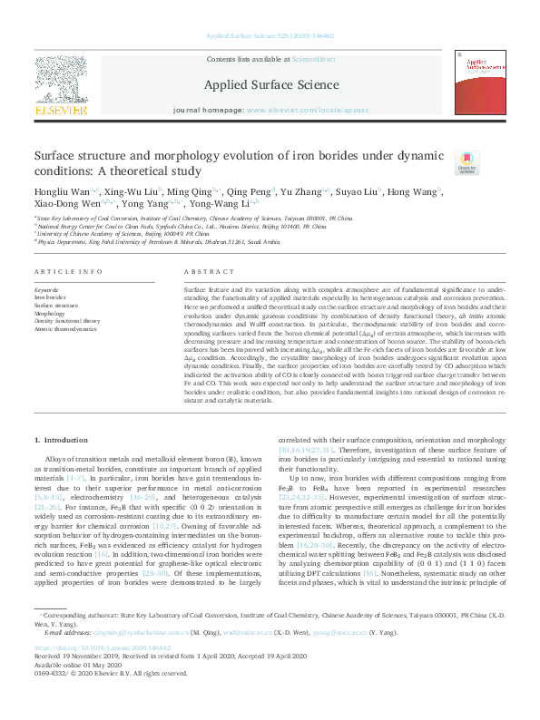 (PDF) Surface structure and morphology evolution of iron borides under ...
