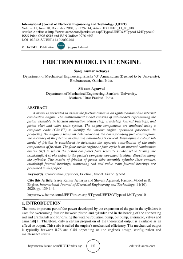 (PDF) Friction Model in IC Engine
