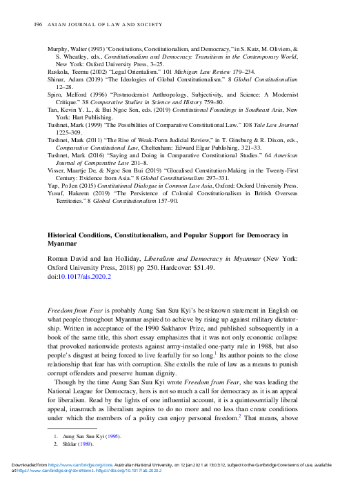 (PDF) Liberalism and Democracy in Myanmar, by Roman David and Ian Holliday