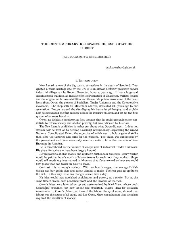 (PDF) THE CONTEMPORARY RELEVANCE OF EXPLOITATION THEORY | Paul ...
