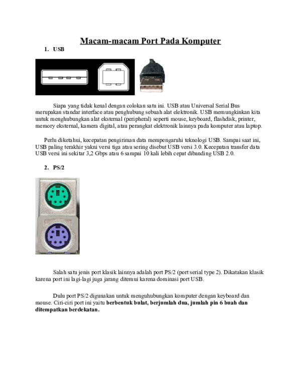 (DOC) Macam-macam Port Pada Komputer