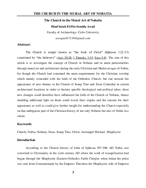 (PDF) The Church in the Mural Art of Nobatia