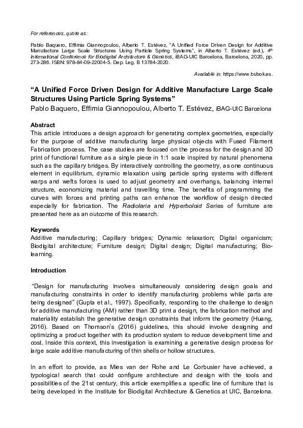 (PDF) A Unified Force Driven Design for Additive Manufacture Large ...