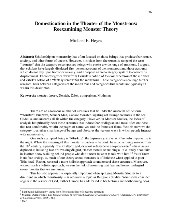 (PDF) Domestication in the Theater of the Monstrous: Reexamining ...