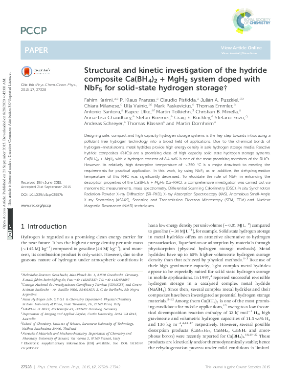 (PDF) Structural and kinetic investigation of the hydride composite Ca ...